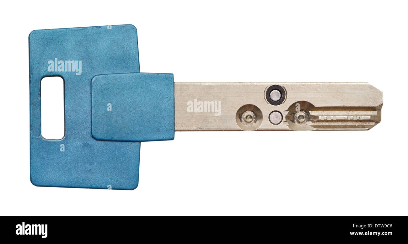 door key with magnetic pins for pin tumbler lock isolated on white ...