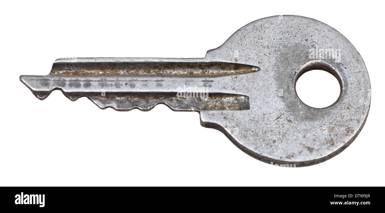 grey door key for cylinder lock isolated on white background Stock ...