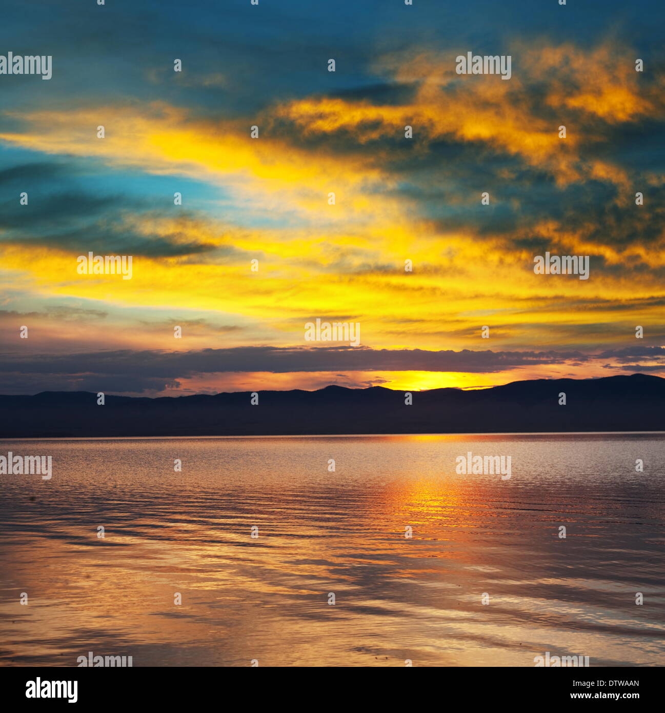 Lake on sunset Stock Photo - Alamy