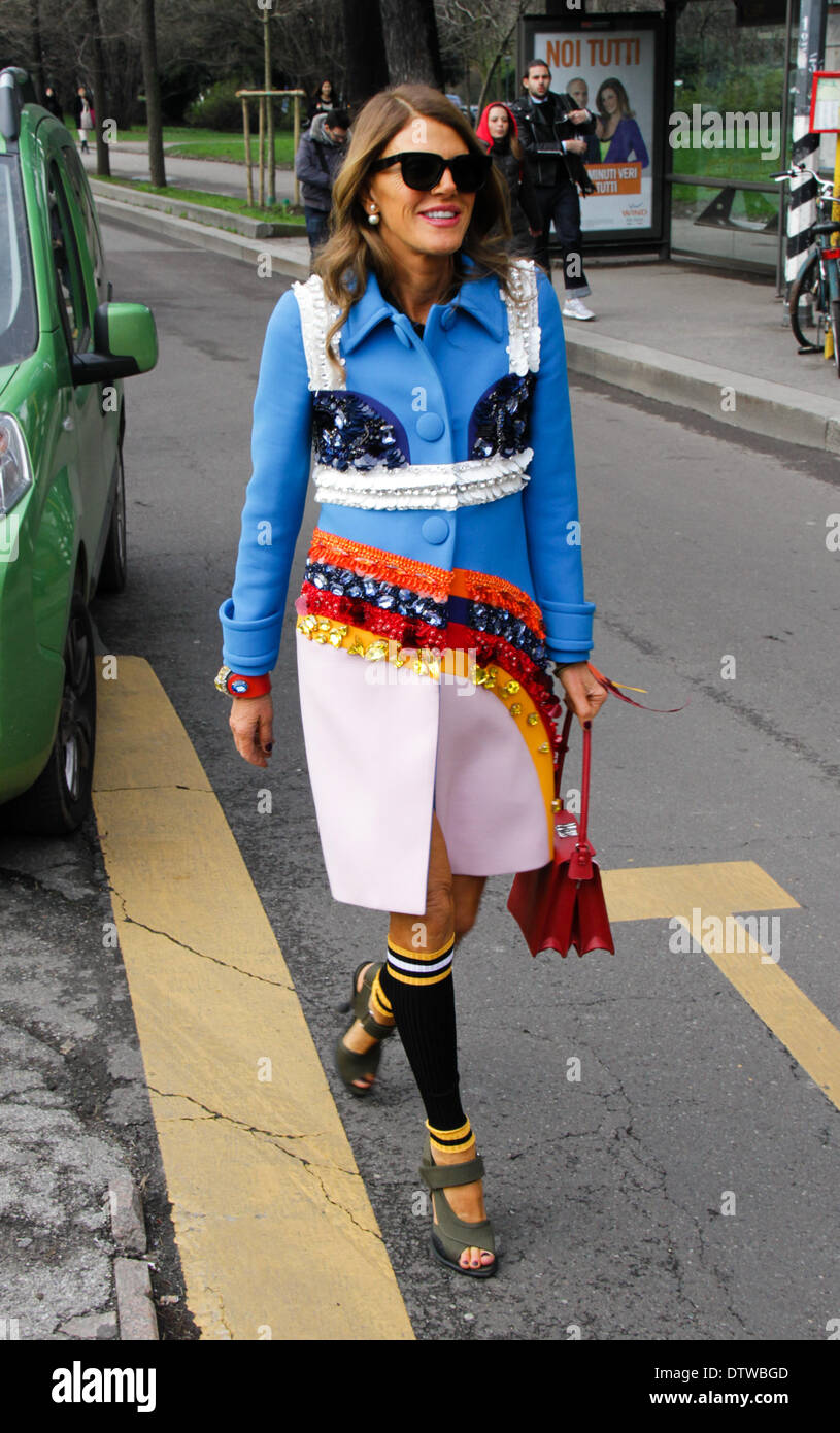 Anna Dello Russo arriving at the Costume National runway show in Milan ...