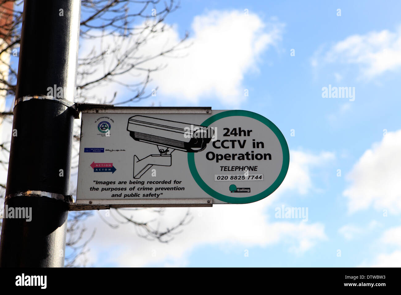 24 hour surveillance sign hi-res stock photography and images - Alamy