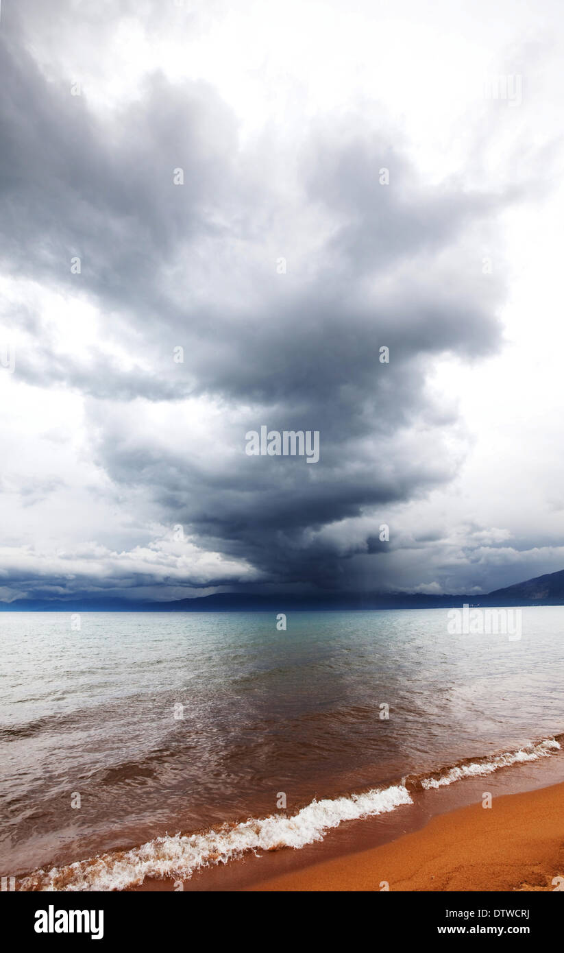 Storm on lake Stock Photo - Alamy
