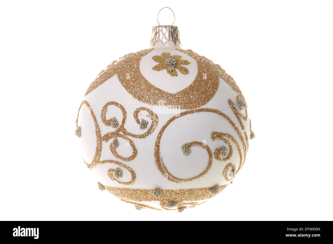 Single bauble Christmas Tree isolated on white background Stock Photo ...