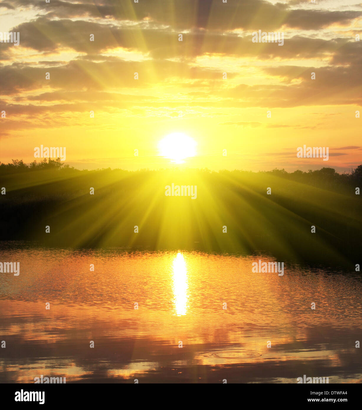 Lake on sunset Stock Photo - Alamy