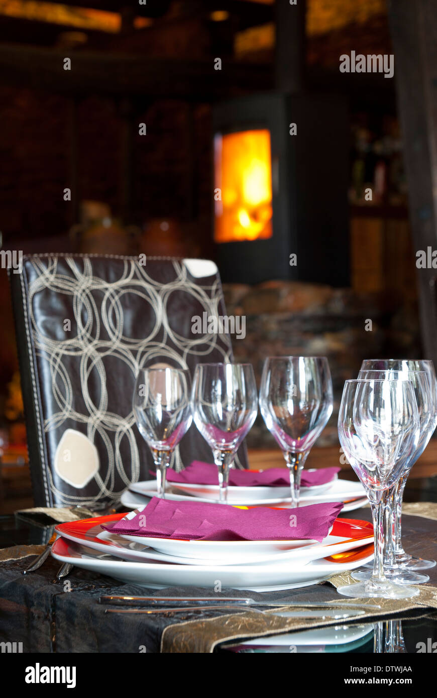 Restaurant table set Stock Photo - Alamy