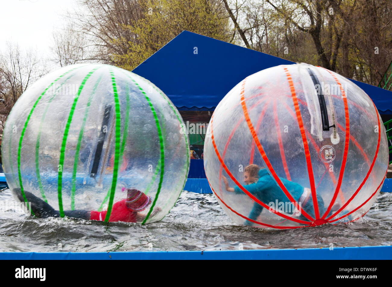 Man inside zorbing ball hi-res stock photography and images - Alamy