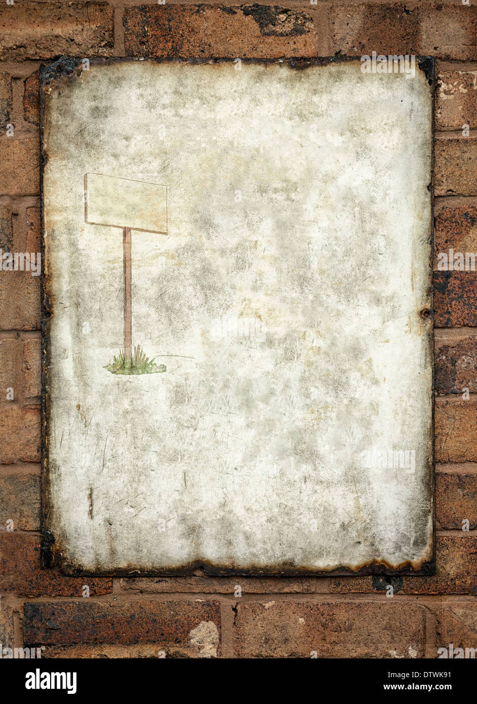 Metal vintage enamel advertisement sign fixed to a wall fixed to a wall ...