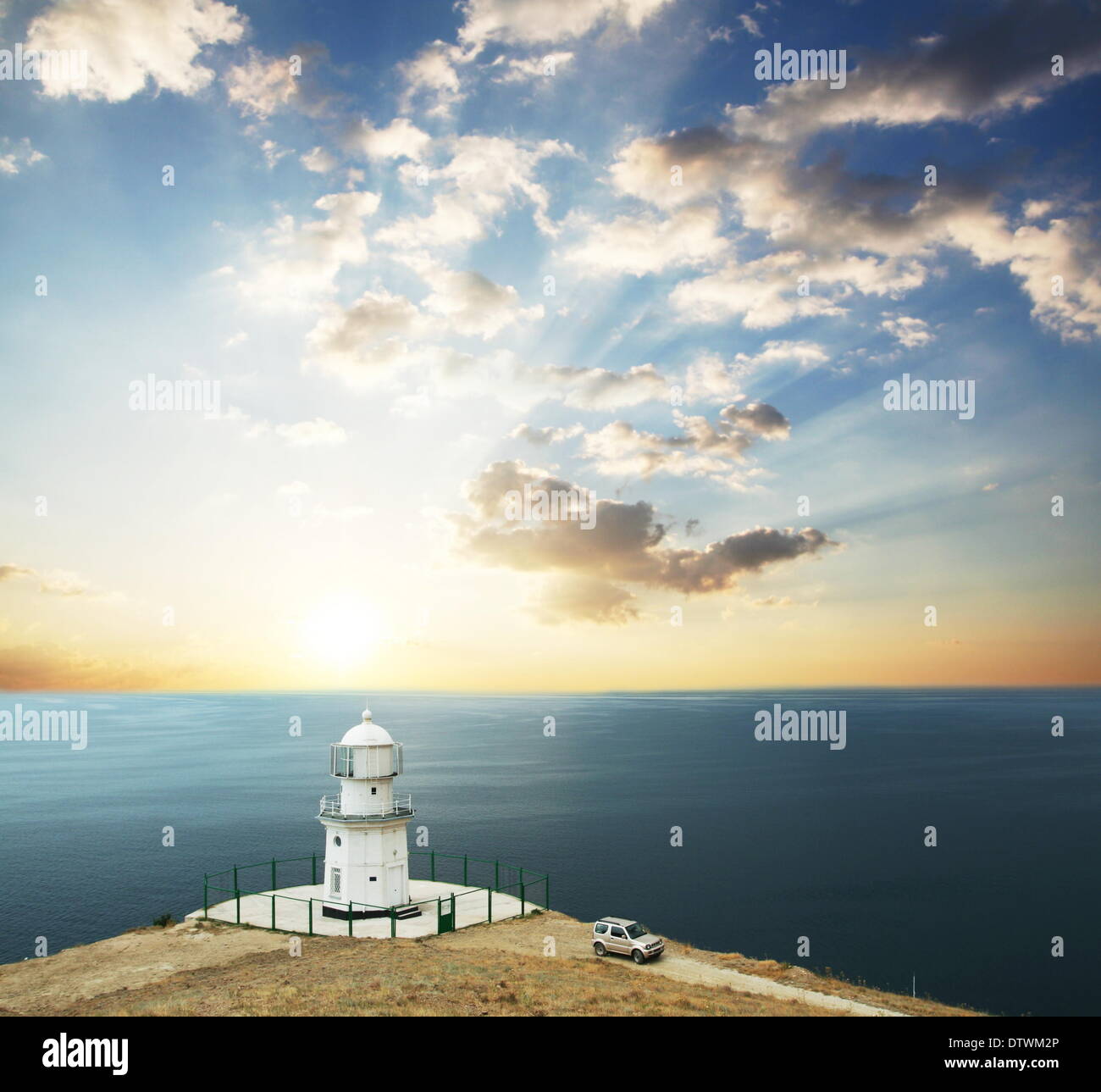 Lighthouse and car Stock Photo - Alamy