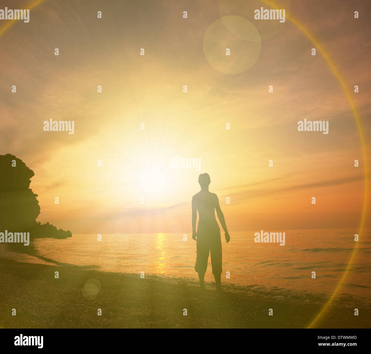 Beach scene on sunset Stock Photo - Alamy