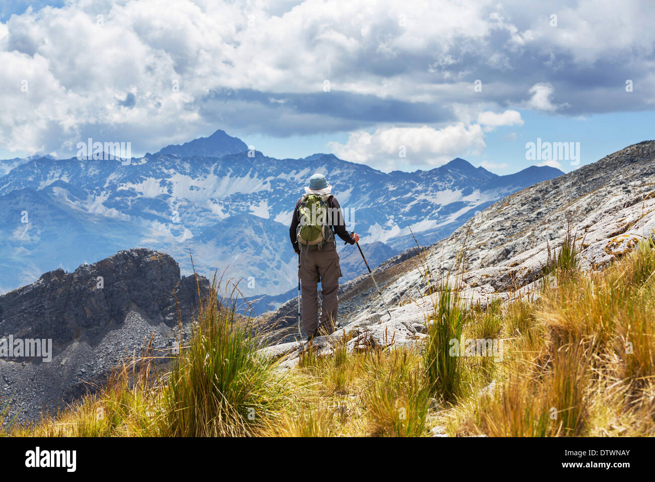 Hike in Bolivian mountains Stock Photo - Alamy