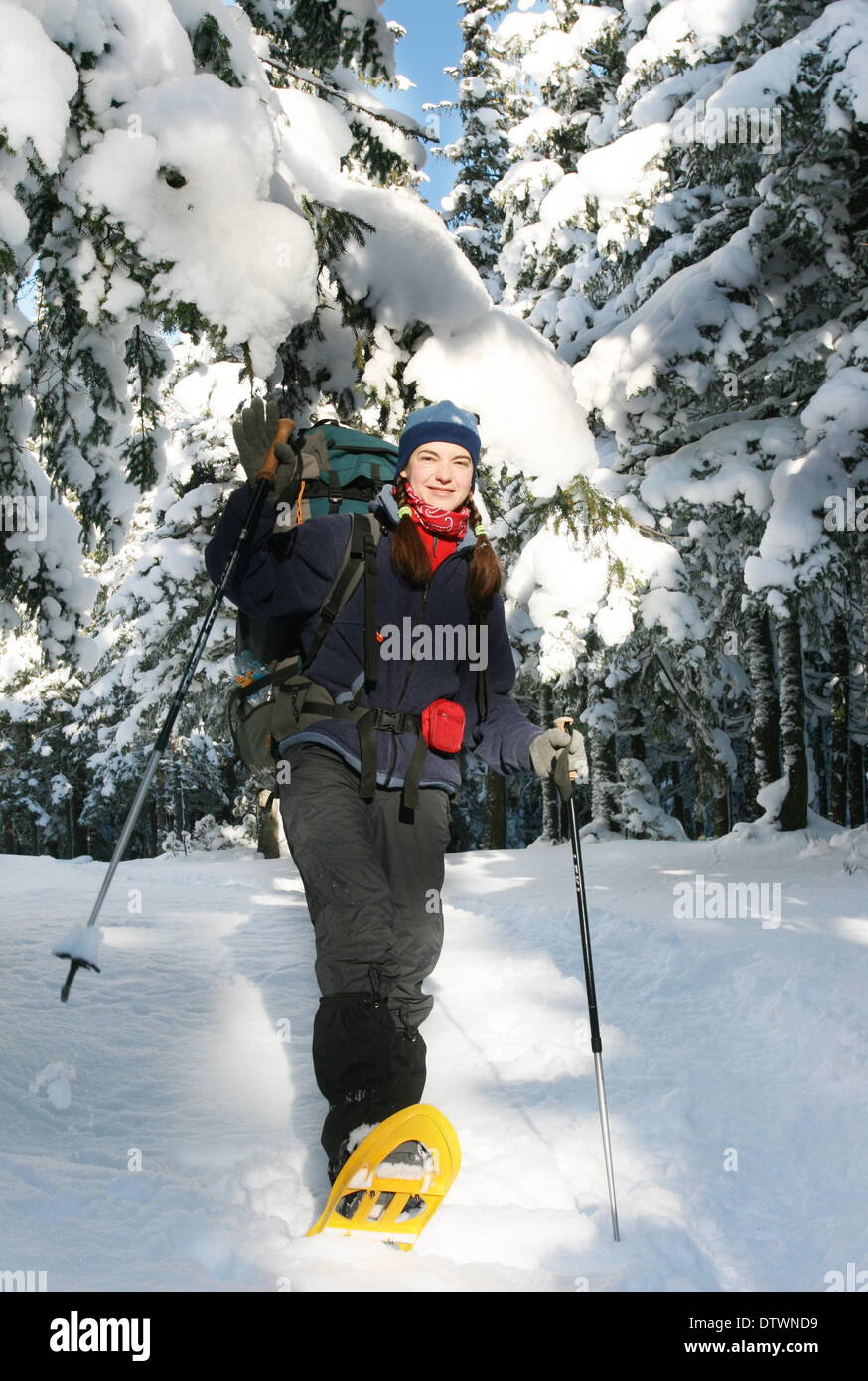 Girl with snowshoes hi-res stock photography and images - Alamy