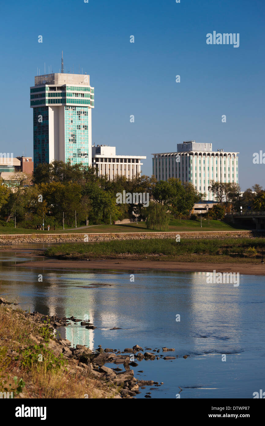 USA, Kansas, Wichita, skyline by the Arkansas River Stock Photo - Alamy