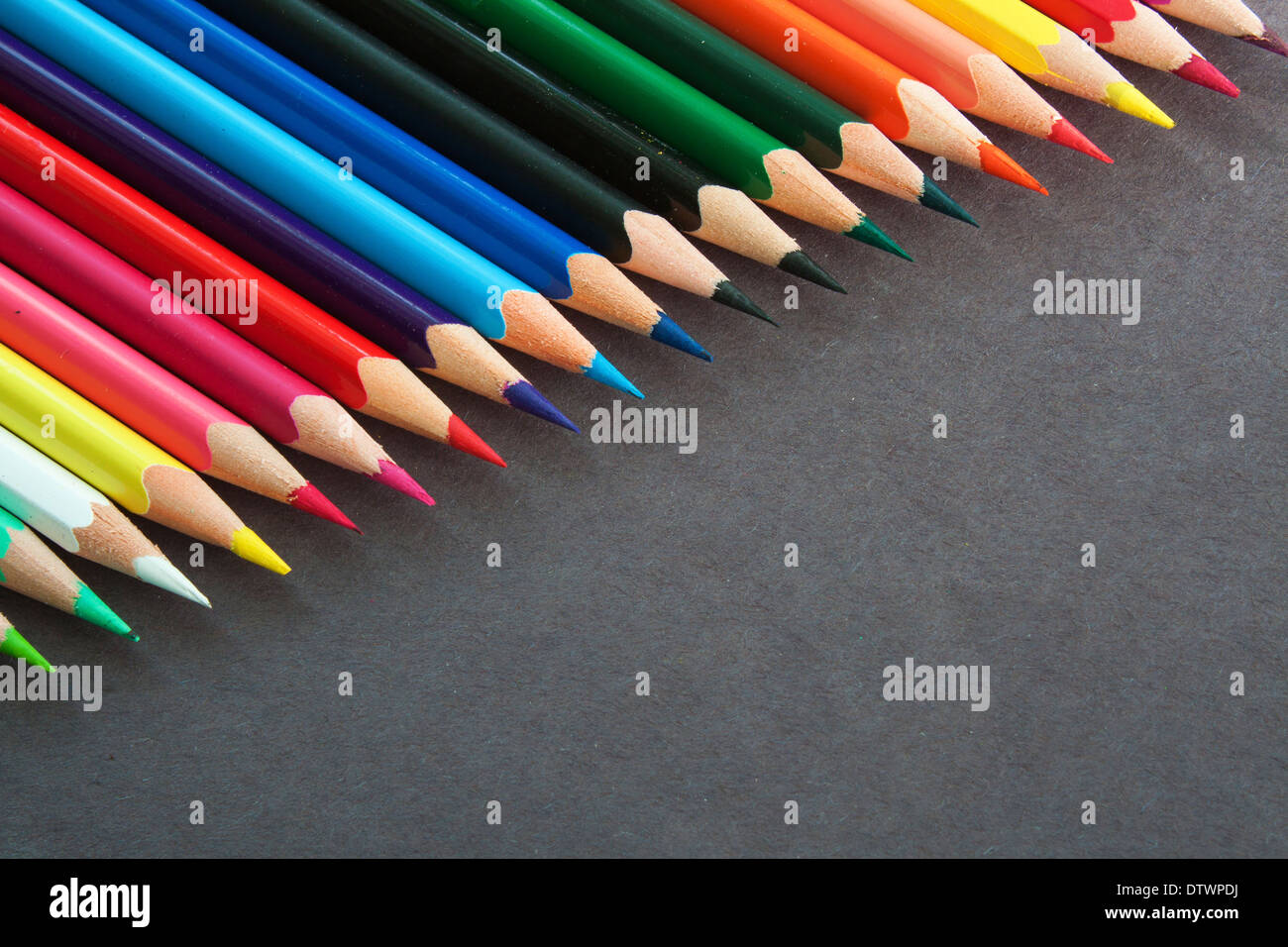 colorful pencils pencil row line "copy space" diagonal closeup colors ...
