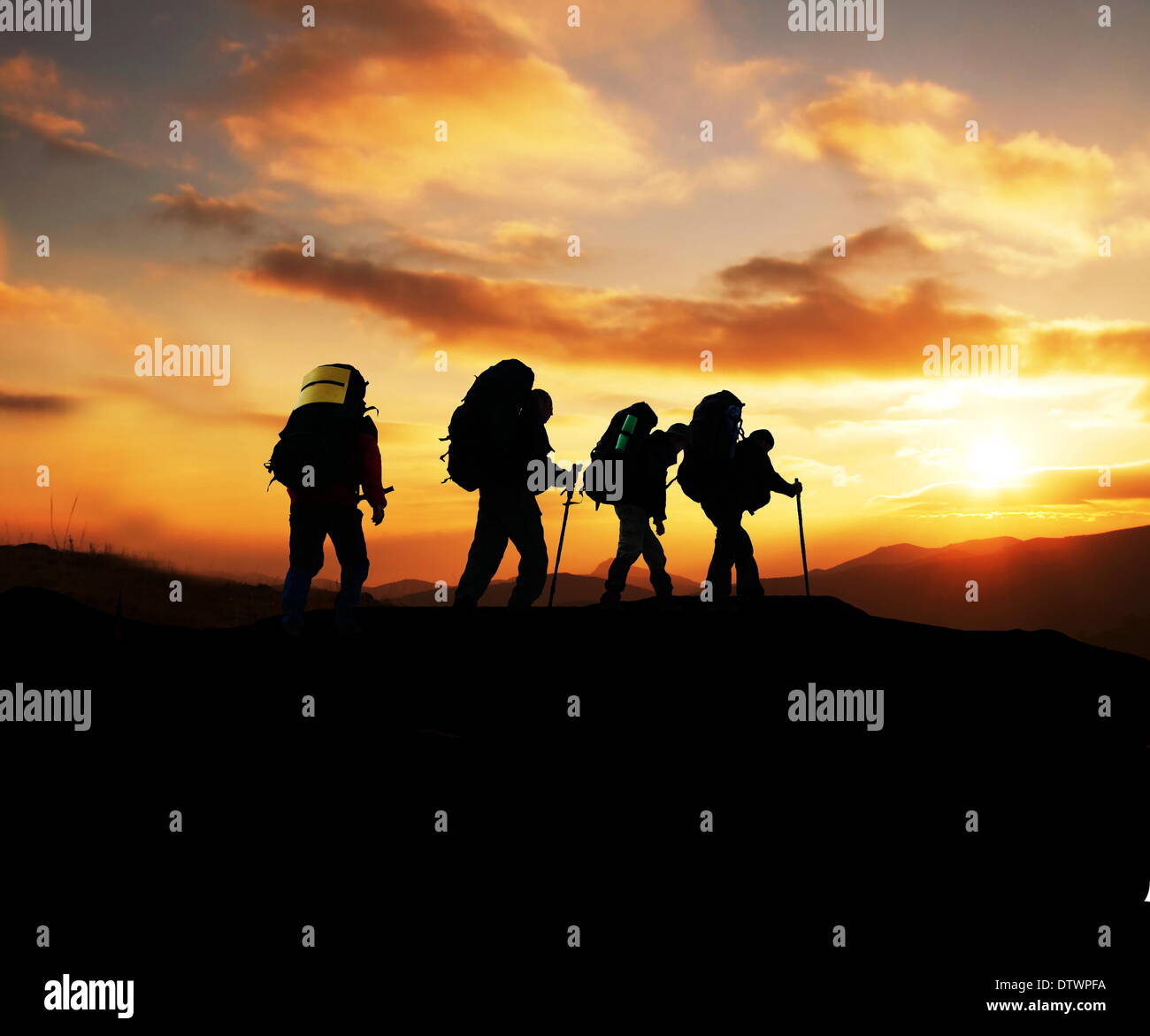 Sunset mountains hiker hi-res stock photography and images - Alamy