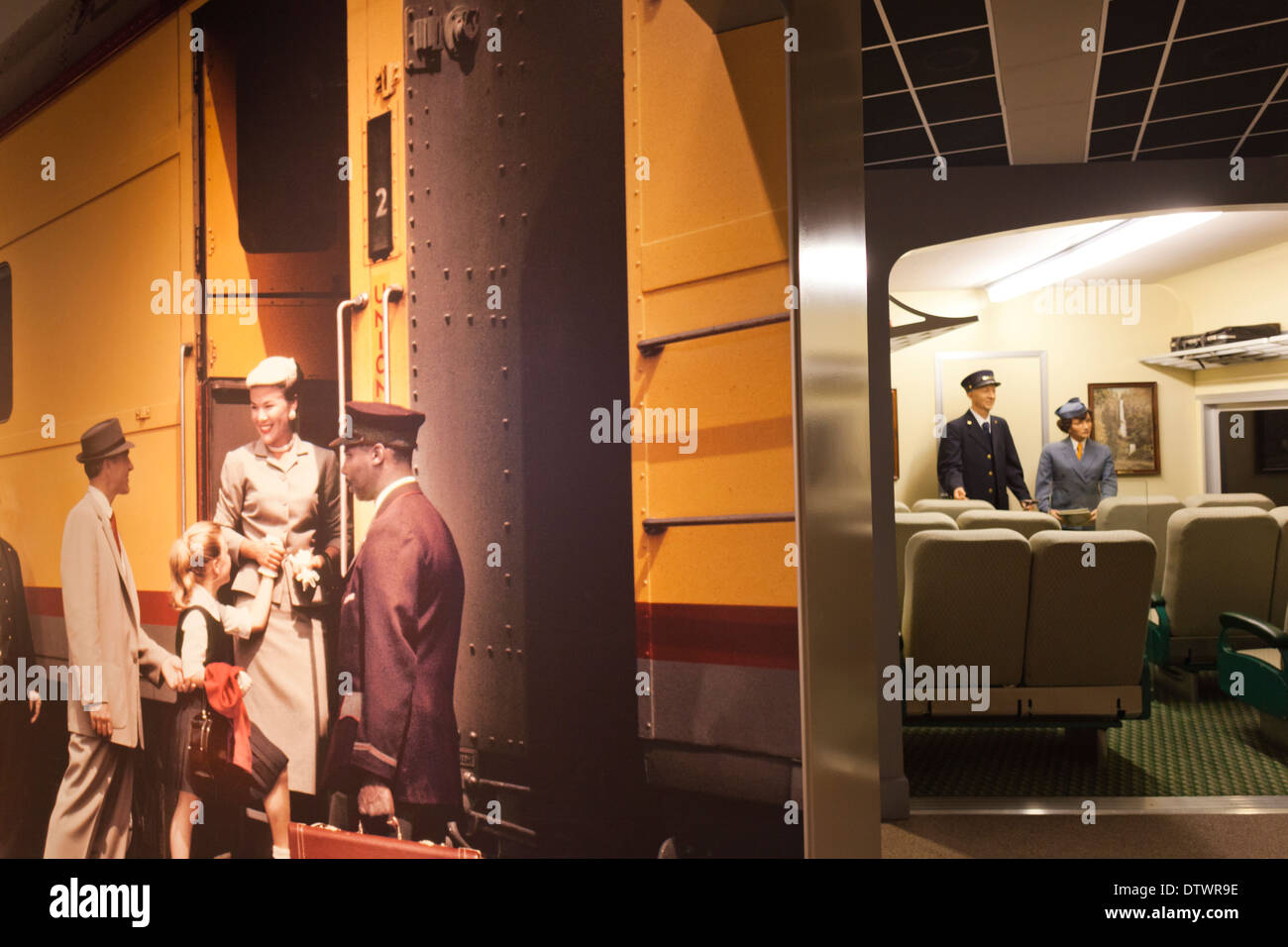 USA, Iowa, Council Bluffs, Union Pacific Railroad Museum interior Stock ...