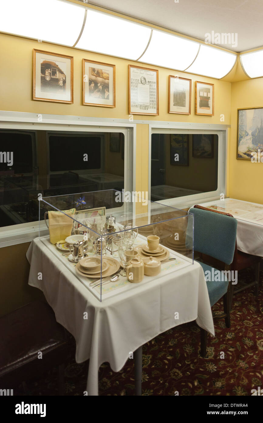 USA, Iowa, Council Bluffs, Union Pacific Railroad Museum interior of ...
