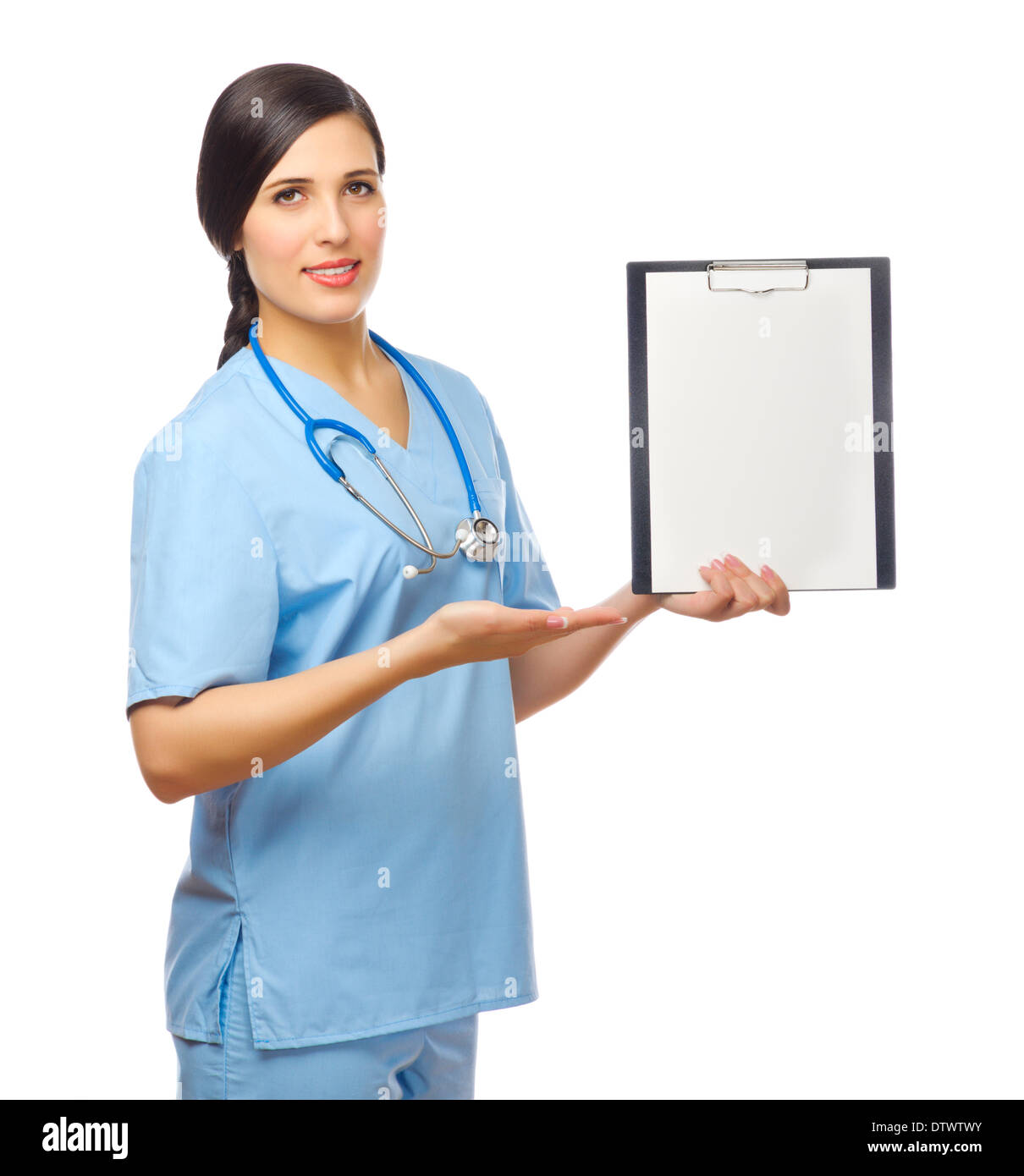 Nurse showing document doctor Cut Out Stock Images & Pictures - Alamy