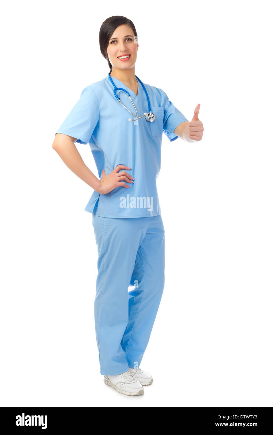 Young doctor shows ok gesture isolated Stock Photo - Alamy