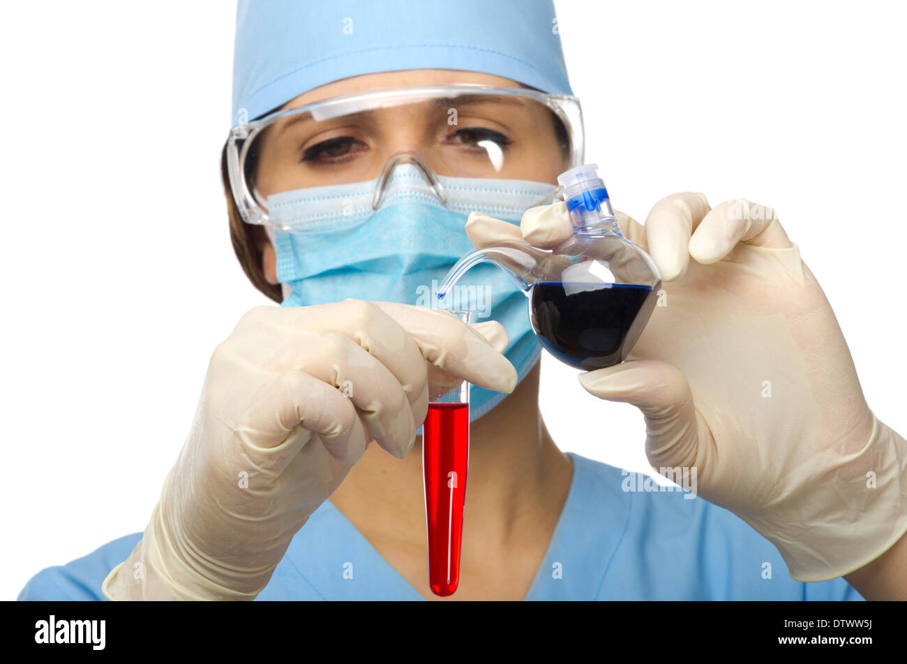 Female scientist with vials medicine hi-res stock photography and ...