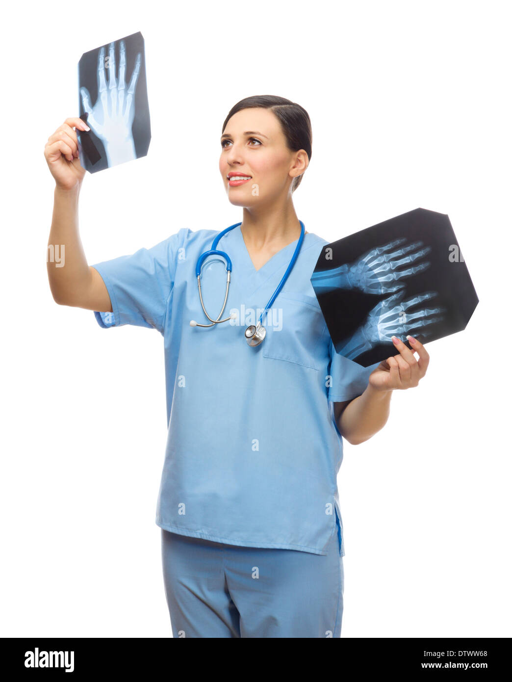 Smiling doctor with x-rays isolated Stock Photo - Alamy