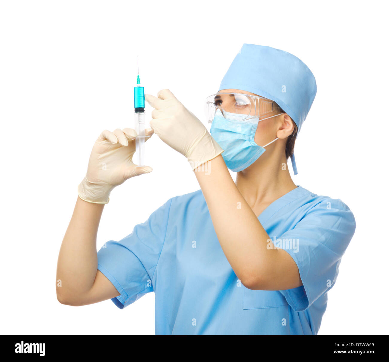 Doctor with syringe isolated on white Stock Photo - Alamy