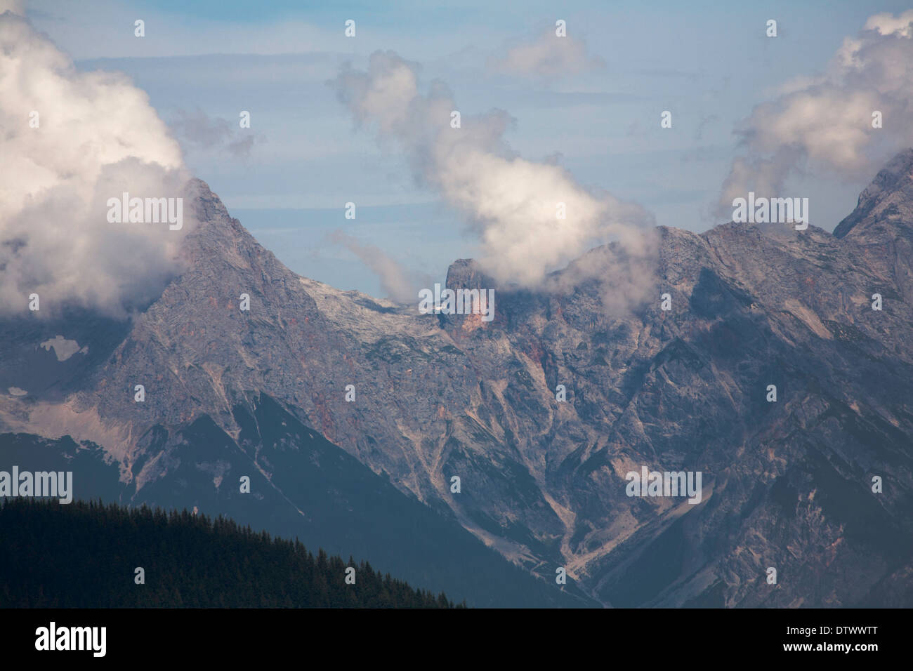 Cloud building beneath the summits of The Steineres Meer Alps above ...