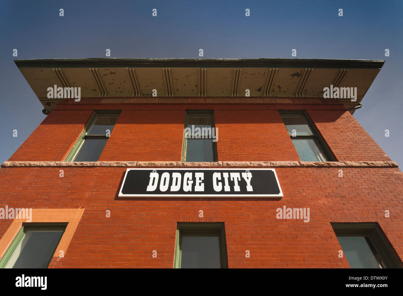 USA, Kansas, Dodge City, train station sign Stock Photo - Alamy