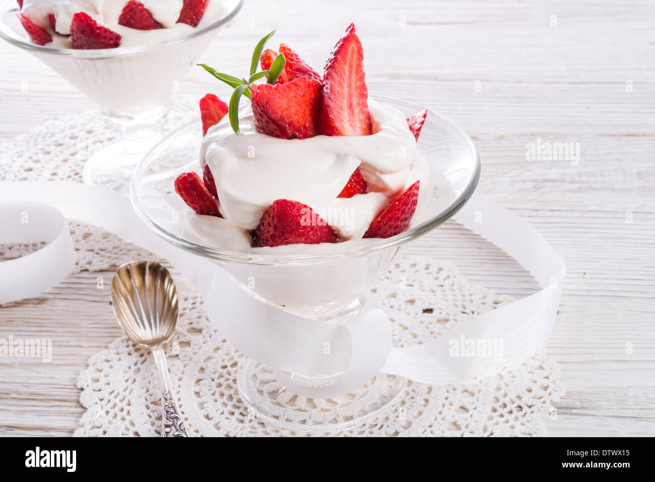 strawberry with cream Stock Photo - Alamy