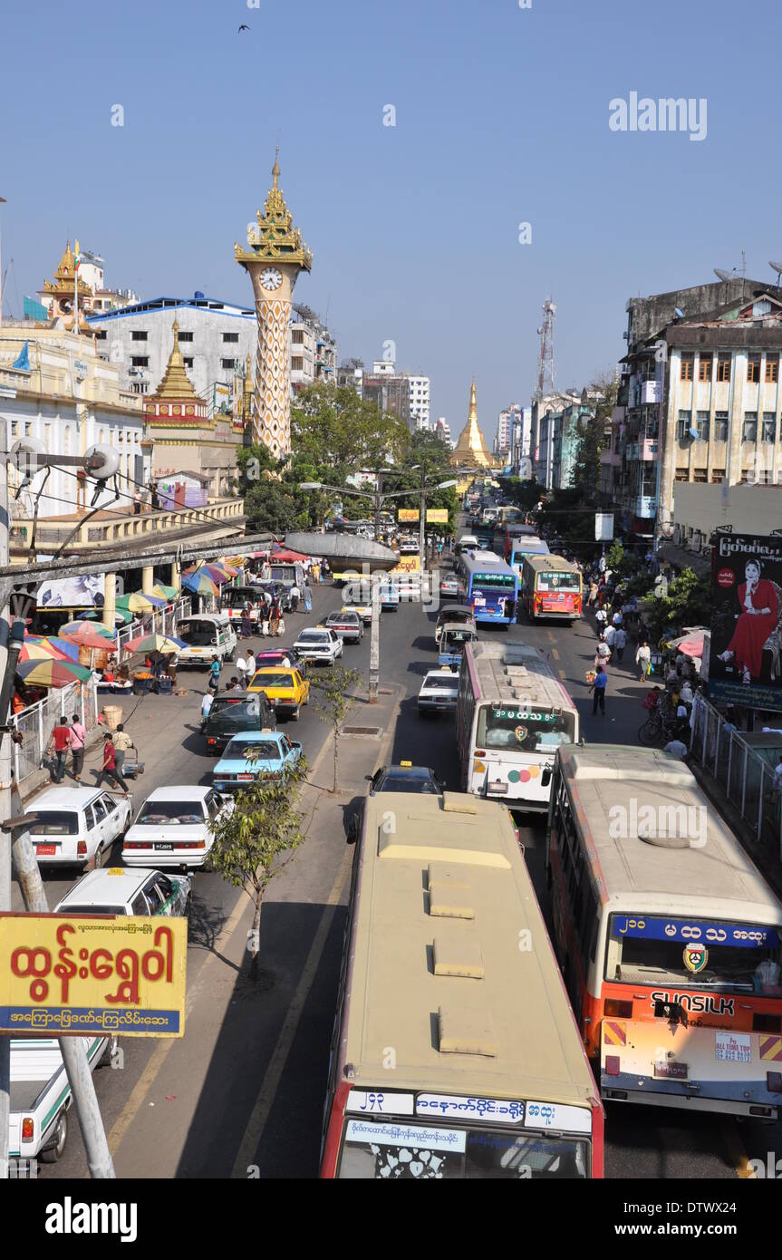 main street in yangon,myanmar Stock Photo - Alamy