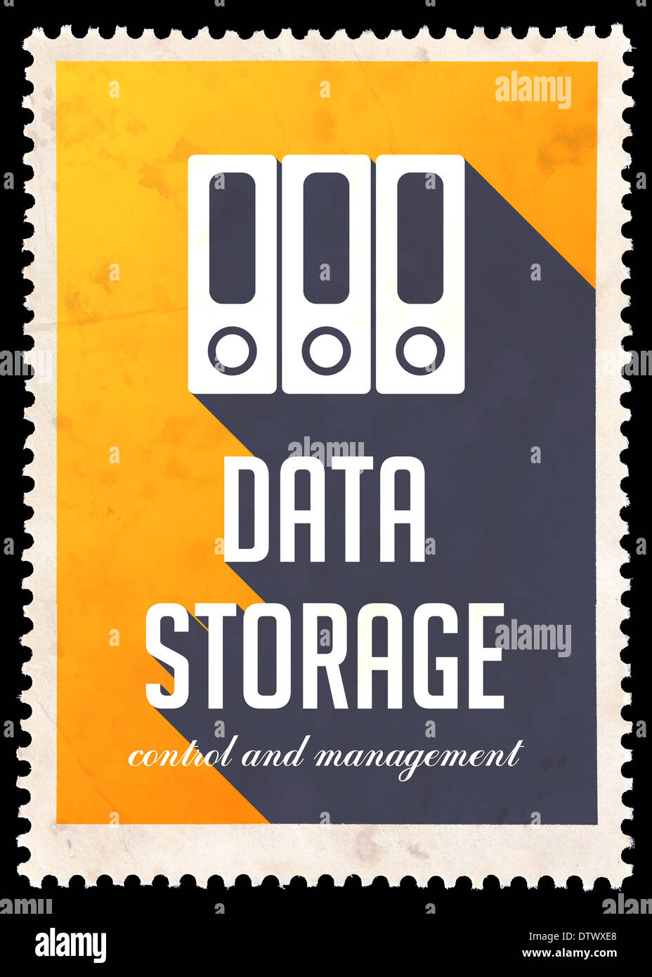 Data Storage on Yellow Background. Vintage Concept in Flat Design with ...