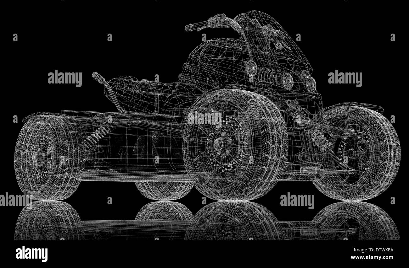 Quad bike, motorcycle, 3D model body structure, wire model Stock Photo ...