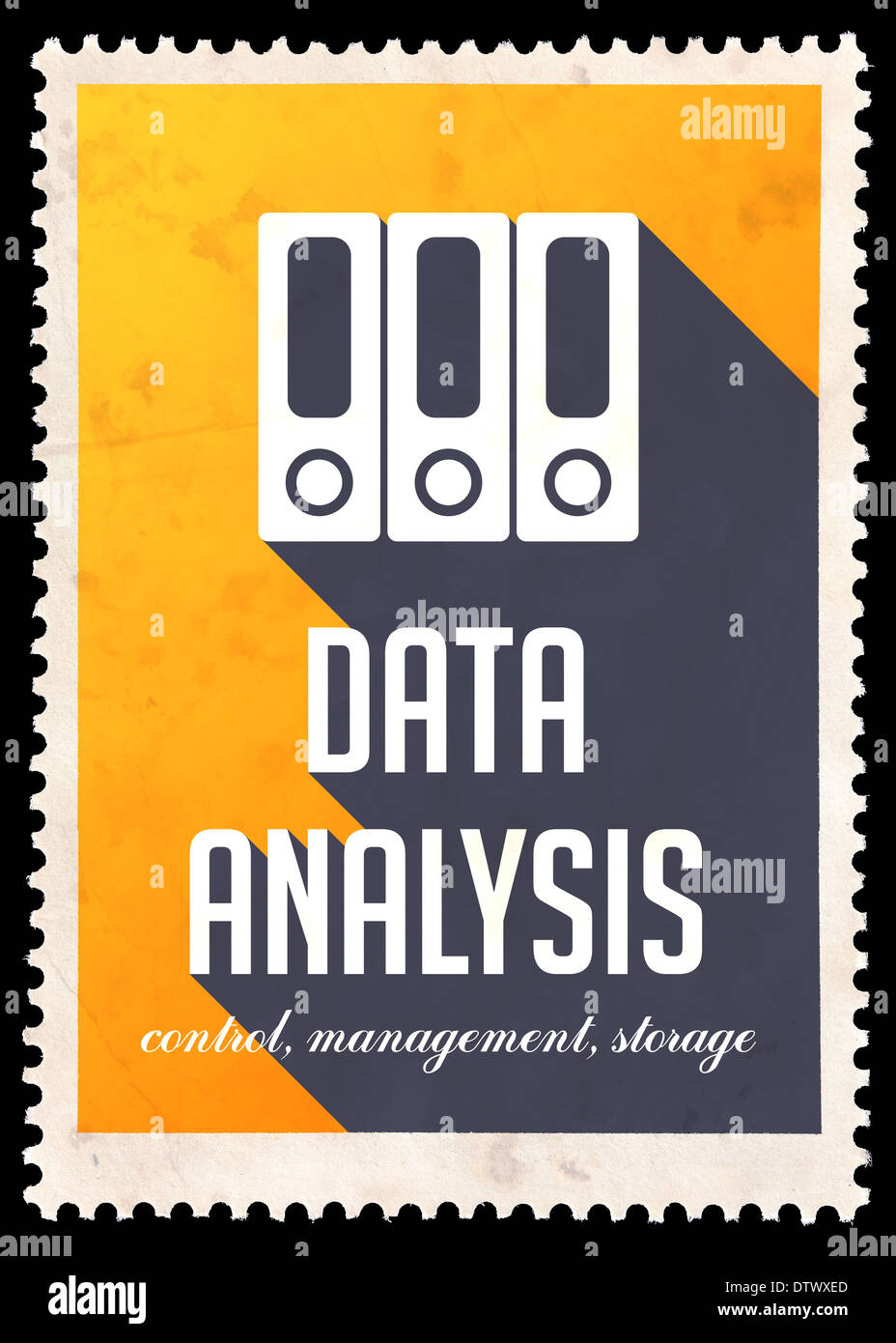 Data Analysis on Yellow Background. Vintage Concept in Flat Design with ...