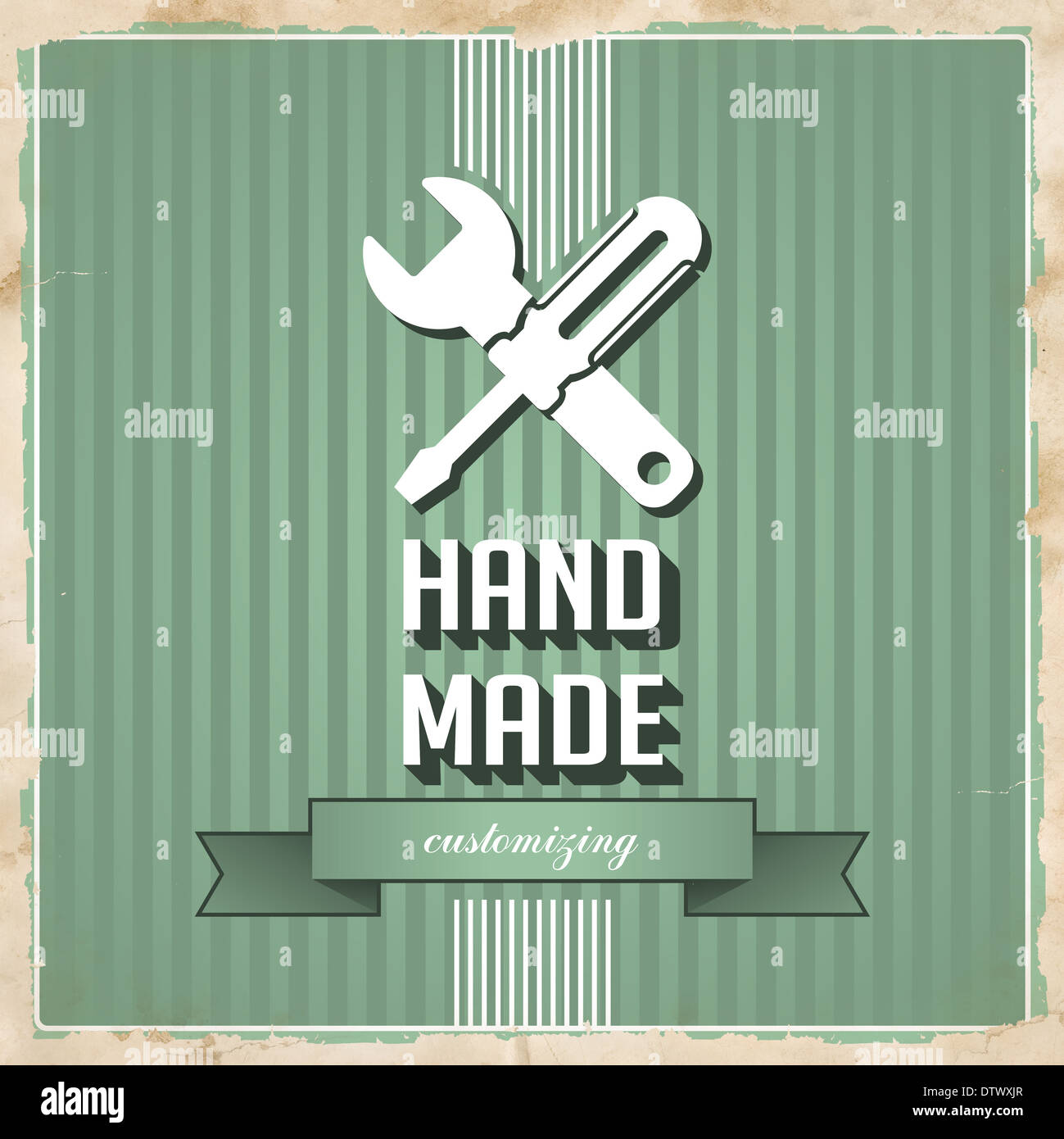 HandMade with Icon of Crossed Screwdriver and Wrench and Slogan on ...