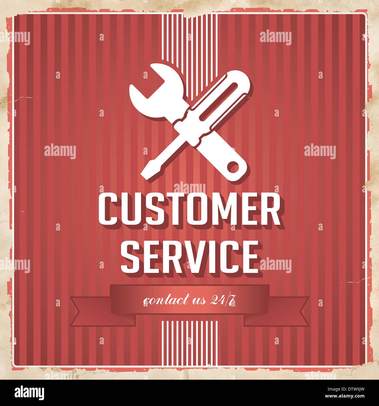 Customer Service with Icon of Crossed Screwdriver & Wrench & Slogan on ...