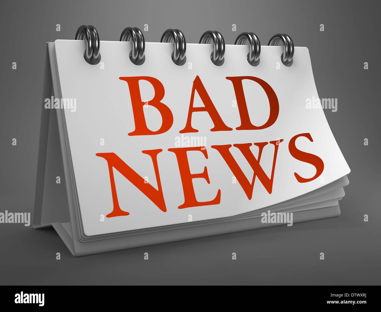 Bad News - Red Words on White Desktop Calendar Isolated on Gray ...
