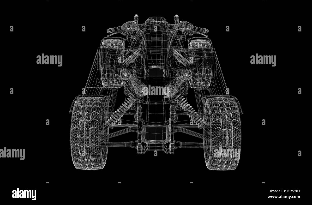Quad bike, motorcycle, 3D model body structure, wire model Stock Photo ...