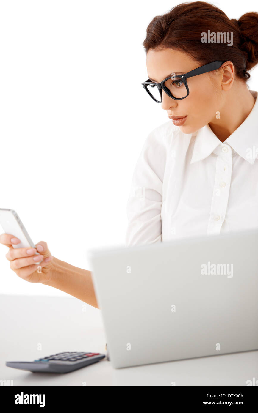 Businesswoman receiving a mobile call Stock Photo - Alamy