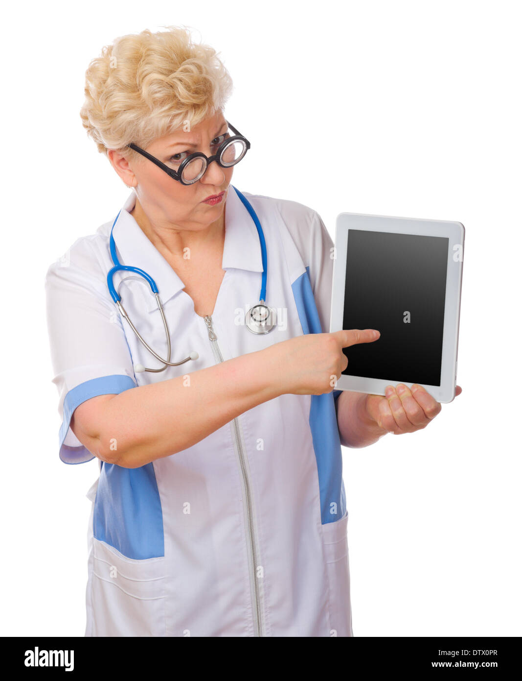 Doctor touching on tablet hi-res stock photography and images - Alamy