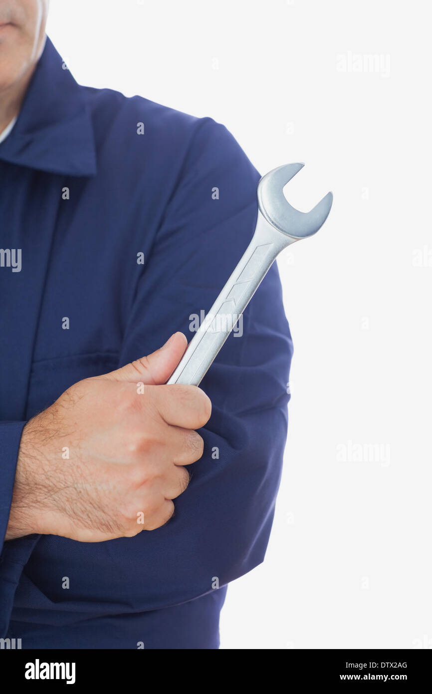 Mechanic with spanner Stock Photo - Alamy