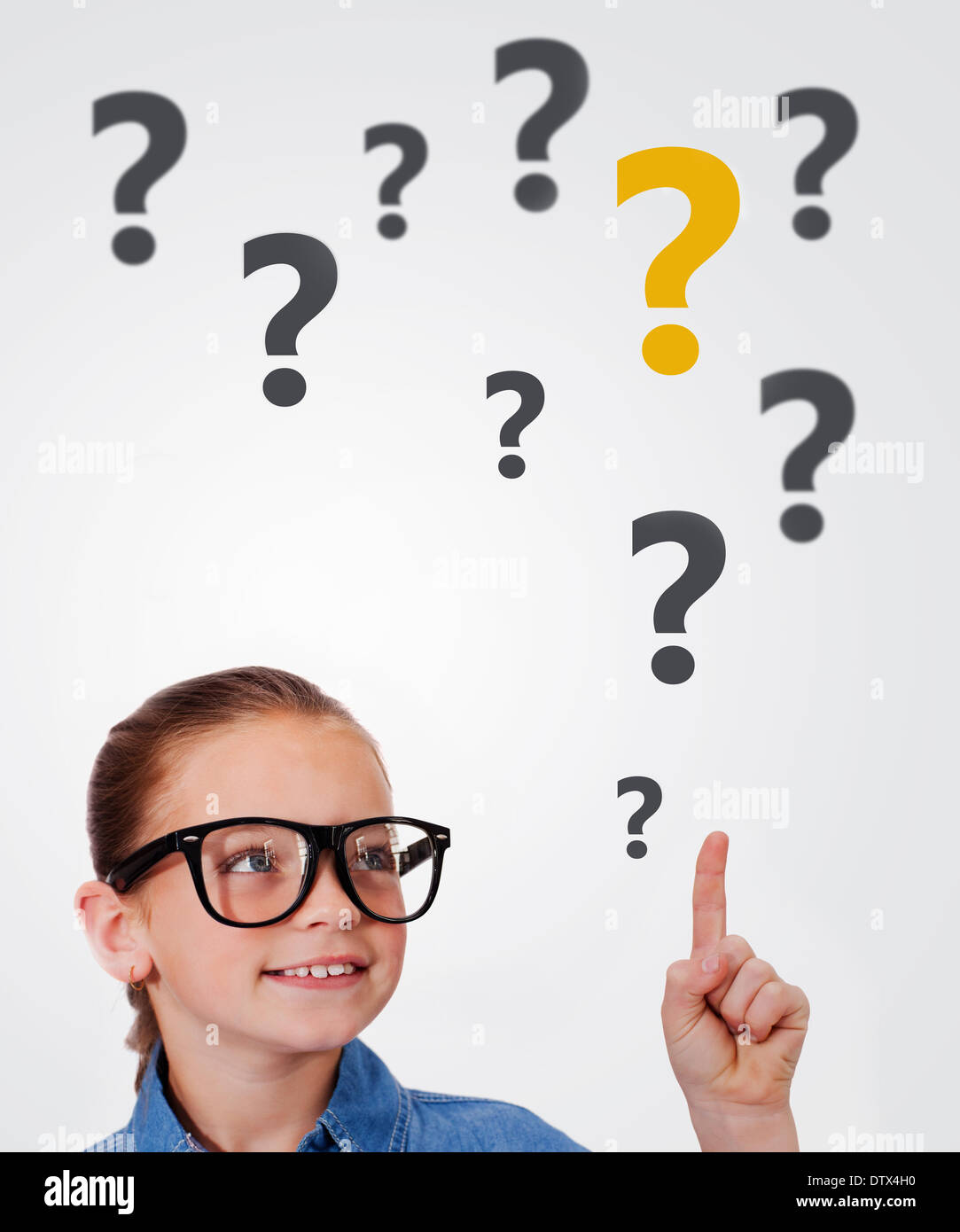 Curious child pointing up Stock Photo - Alamy