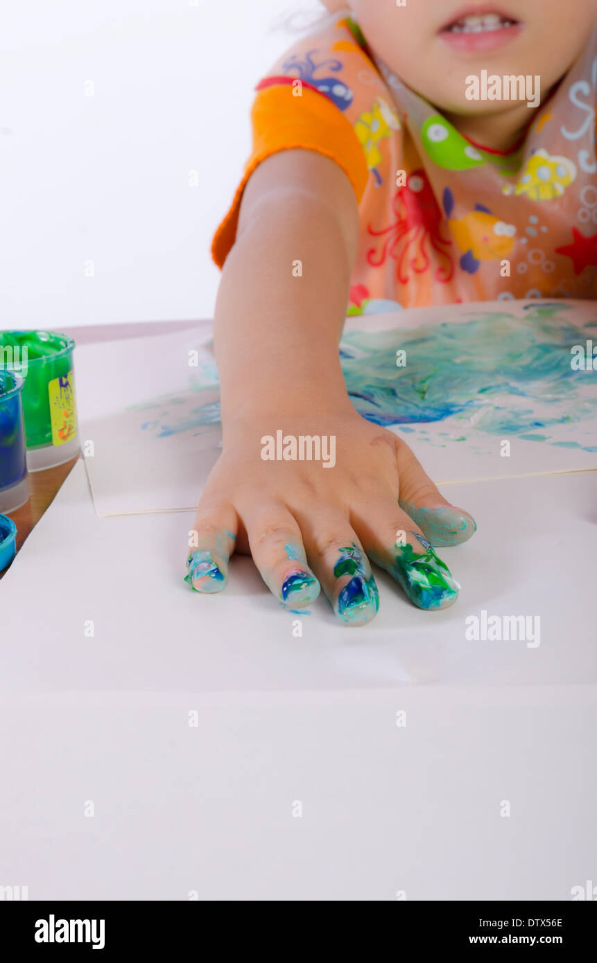 paint with finger paints Stock Photo - Alamy