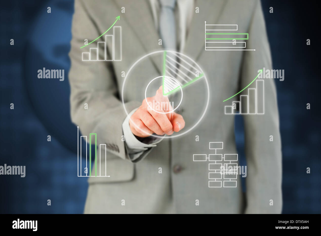 Man in suit working with touch screen Stock Photo - Alamy