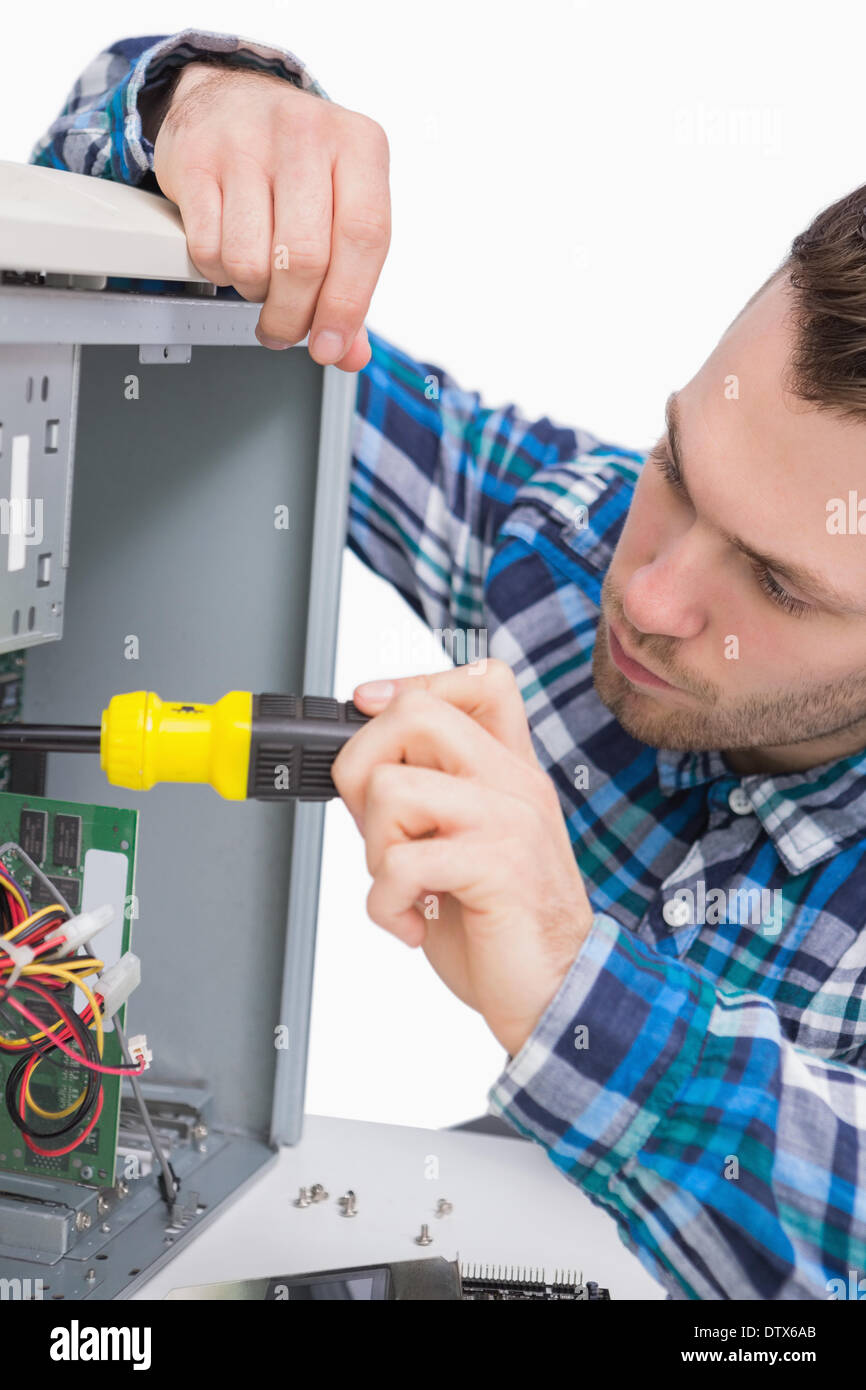 Closeup of computer engineer working on cpu Stock Photo - Alamy