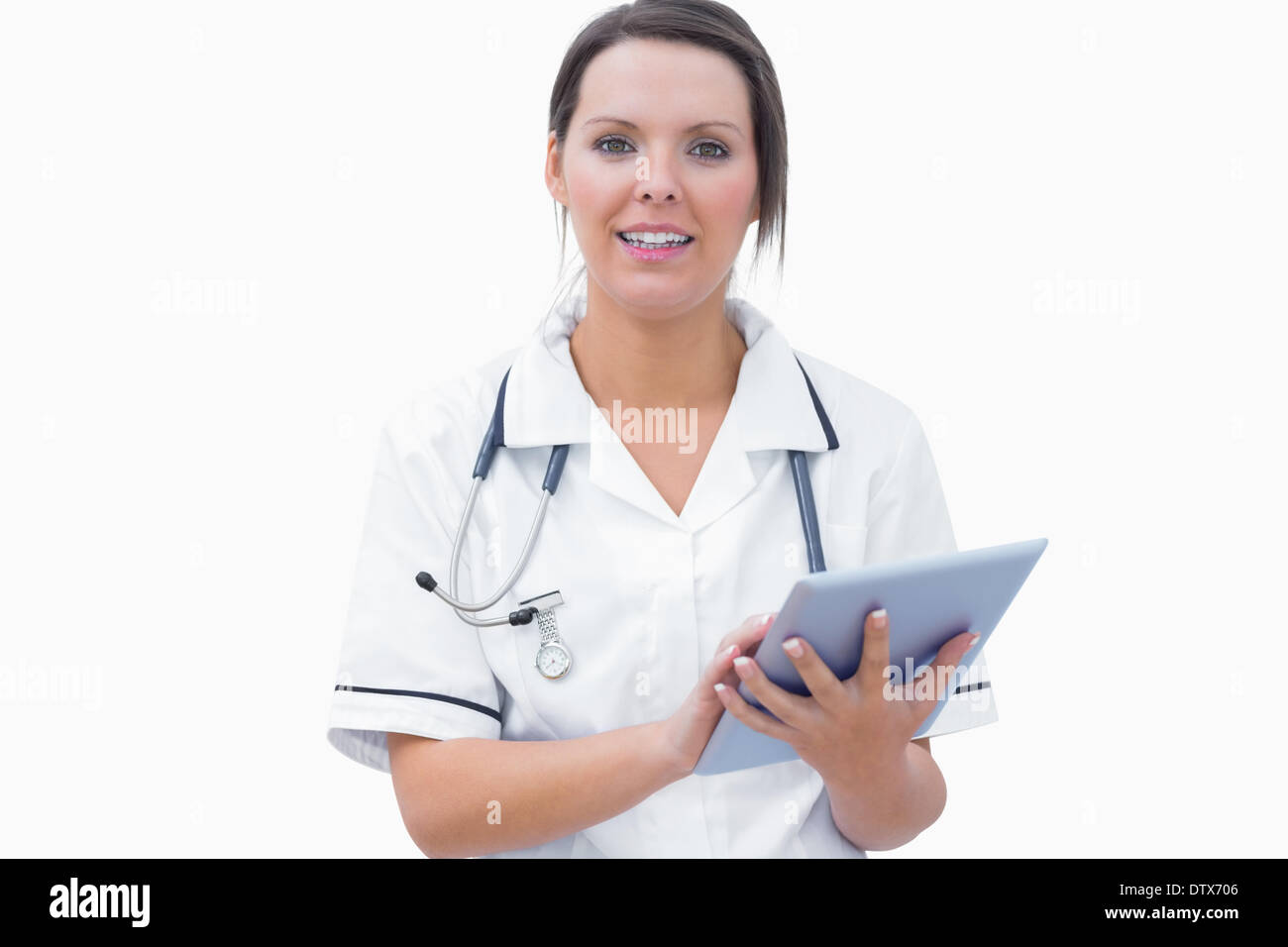 Portrait of young nurse using digital tablet Stock Photo - Alamy