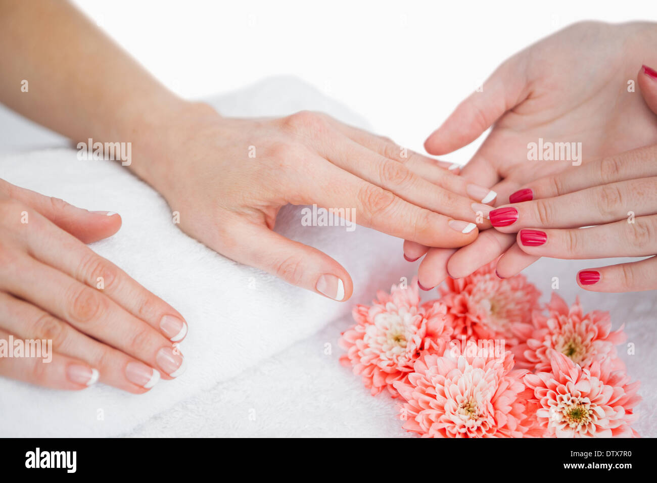 Closeup of woman getting manicure done Stock Photo - Alamy
