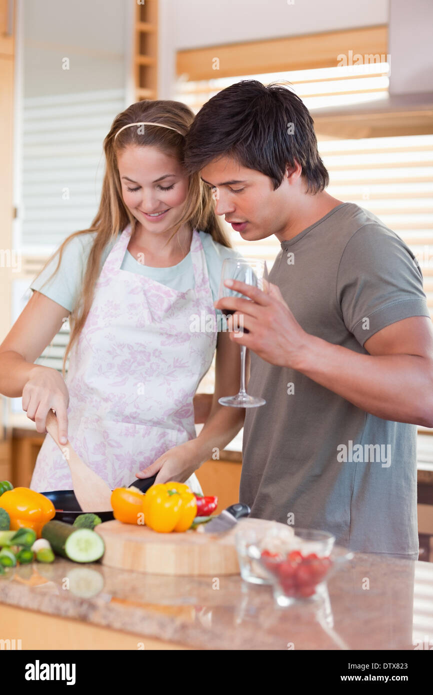 Happy young couple frying hi-res stock photography and images - Alamy