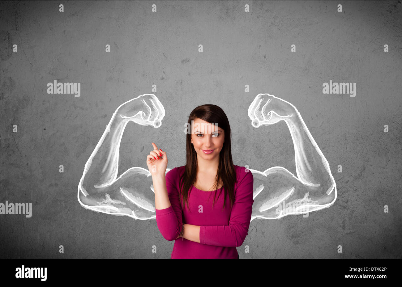 Young woman strong muscled arms hi-res stock photography and images - Alamy