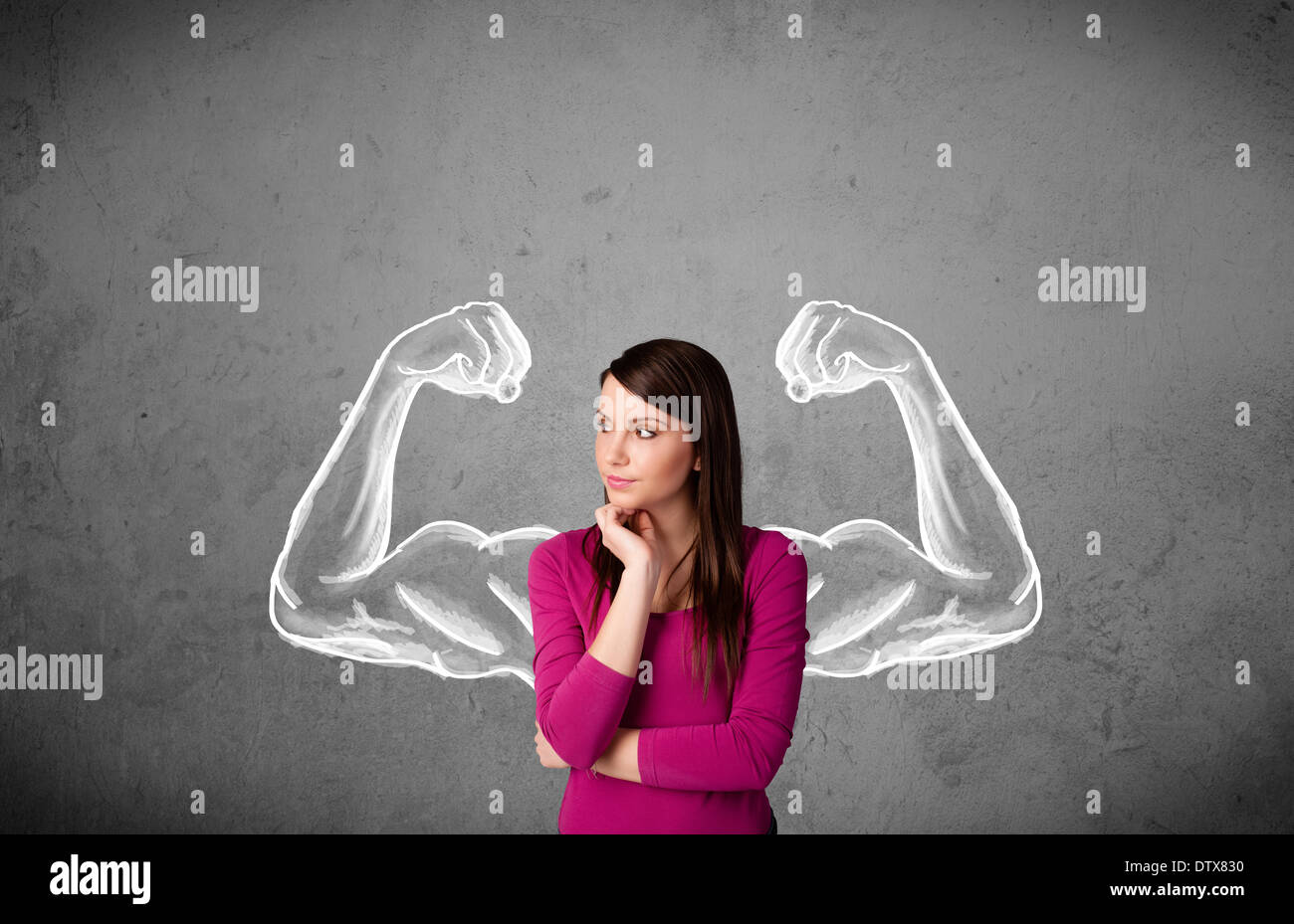 Young woman with strong muscled arms Stock Photo - Alamy