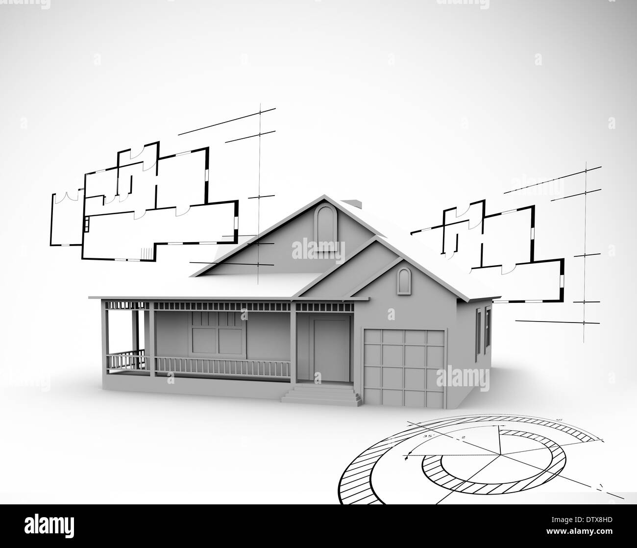 House in grey with architect plans Stock Photo - Alamy