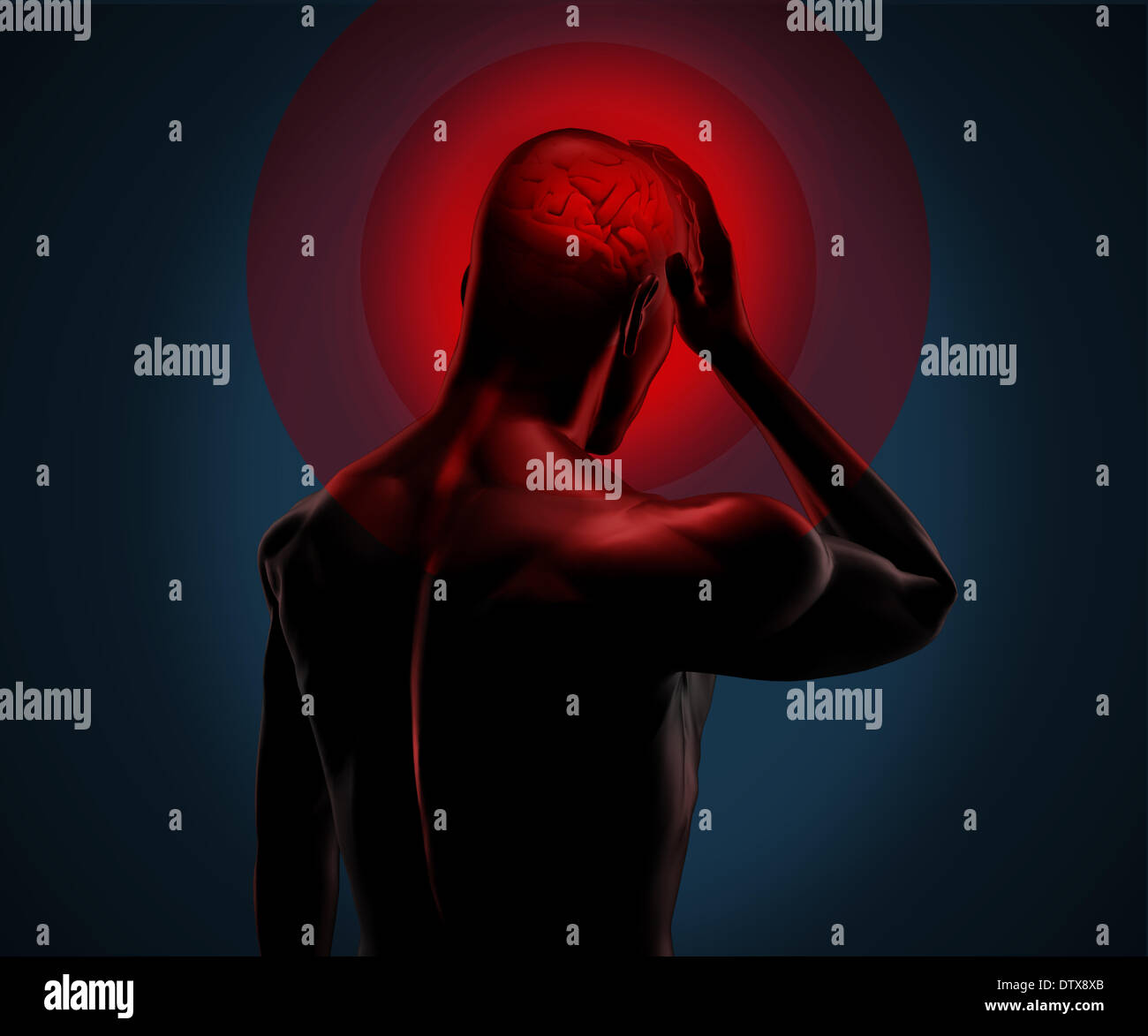 Digital body having a headache Stock Photo - Alamy